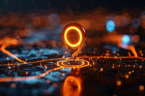 A 3d Location Pin Is Placed On A Digital City Map With Glowing