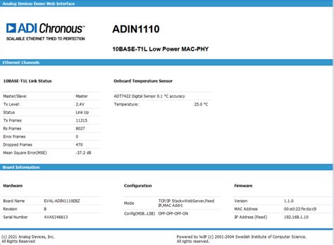 User Guide For Eval Adin1110ebz [analog Devices Wiki]