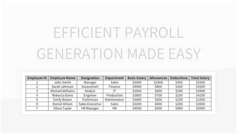 efficient payroll generation made easy excel template free download