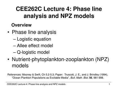 Ppt Cee262c Lecture 4 Phase Line Analysis And Npz Models Powerpoint Presentation Id5522039