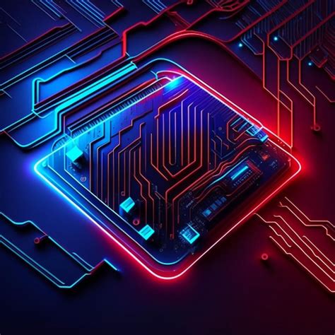 Premium Photo Circuits Blue And Red Gradient Digital Background