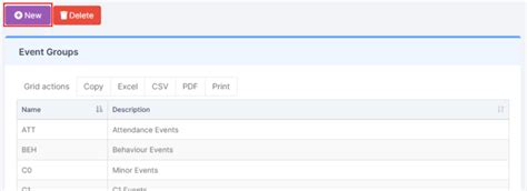 how to create a new behaviour event group bromcom documentation centre