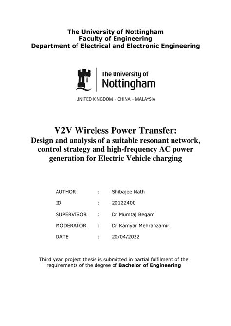 Pdf V2v Wireless Power Transfer Design And Analysis Of A Suitable Resonant Network Control