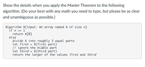 Solved Show The Details When You Apply The Master Theorem To