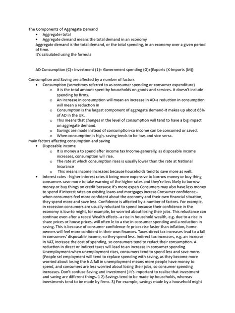 The Components Of Aggregate Demand Pdf Consumption Economics