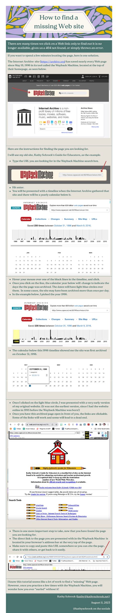 Kathy Schrocks Kaffeeklatsch Tutorial For Finding A Missing Web Site