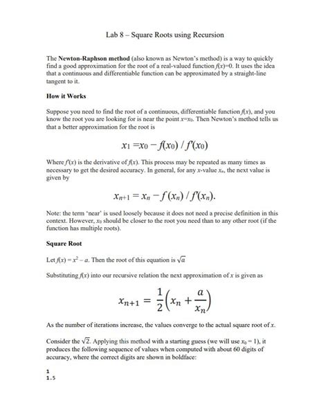 Solved Lab 8 Square Roots Using Recursion The