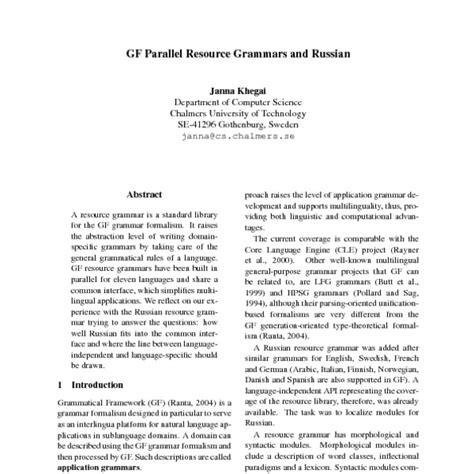 Gf Parallel Resource Grammars And Russian Acl Anthology