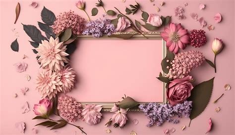 Premium Ai Image A Pink Frame With Flowers On It