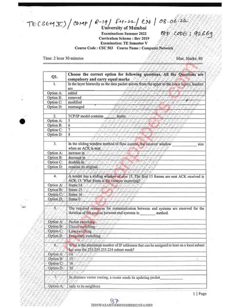 Be Computer Engineering Semester 5 2022 May Computer Networkrev 2019 C Scheme Pdf