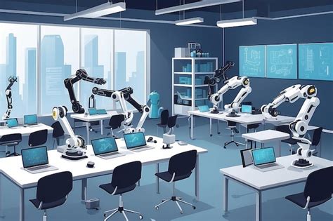Premium Photo Programming And Controlling Robotics Lab Vector Flat