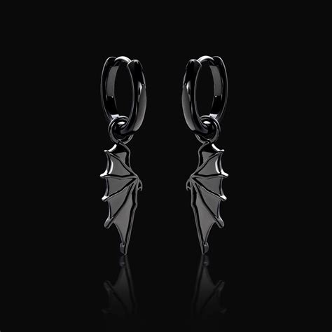 Devil Wing Dangle Earrings In Black Gold Helloice Jewelry