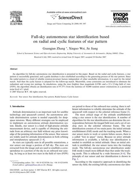Pdf Full Sky Autonomous Star Identification Based On Radial And