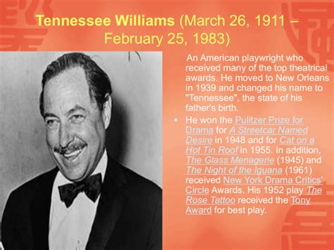 Tennessee Williams March 26 1911 February 25 1983