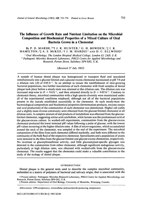 Pdf The Influence Of Growth Rate And Nutrient Limitation On The Microbial Composition And