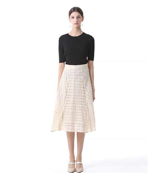 포스티 쉬즈미스 코튼 블렌드 체크 플레어 스커트