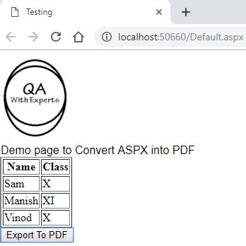 ASP NET Convert ASPX Page To PDF In ASP NET Using ITextSharp QA With Experts