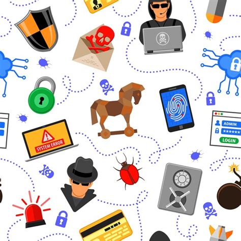 Premium Vector Internet Security Seamless Pattern With Flat Icon Set