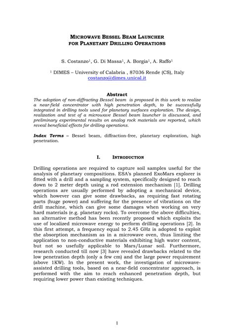 Pdf Microwave Bessel Beam Launcher For Planetary Drilling Operations