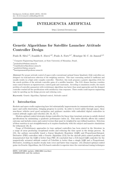 Pdf Genetic Algorithms For Satellite Launcher Attitude Controller Design