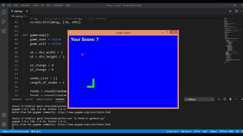 Make Snake Game In Python Using Pygame Python Source Code Youtube