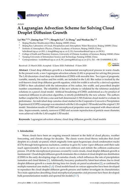 Pdf A Lagrangian Advection Scheme For Solving Cloud Droplet Diffusion