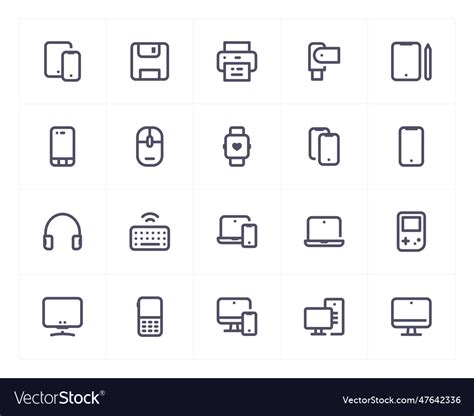 Device And Computer Line Icon Set Royalty Free Vector Image