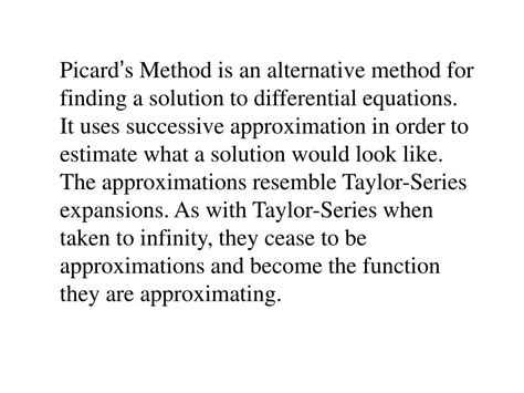 Ppt Picards Method For Solving Differential Equations Powerpoint