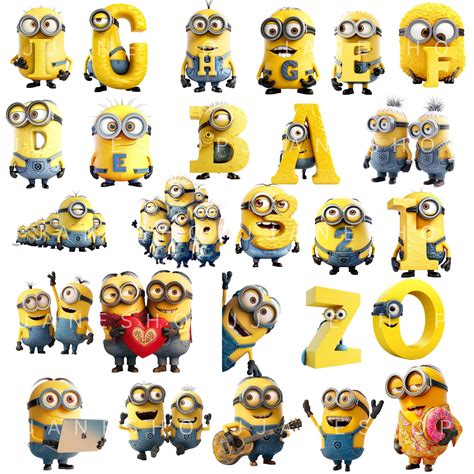 Minionz Alphabet Clipart Bundle A Z Cartoon Letters Png Cute
