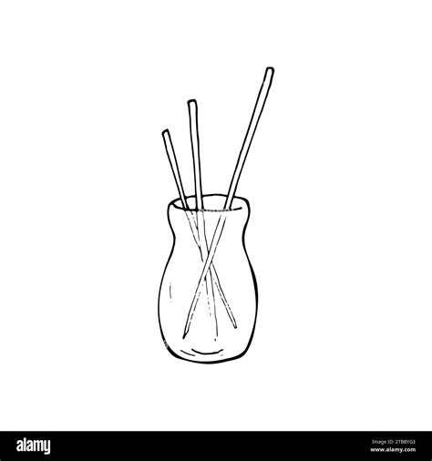 Hand Drawn Bottle With Aroma Sticks Vector Illustration Of Incense