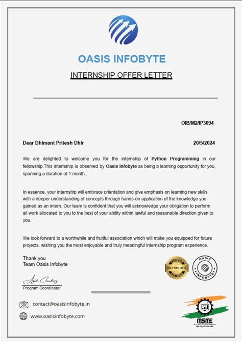 dhimant pritesh on linkedin oasisinfobyte pythonprogramming
