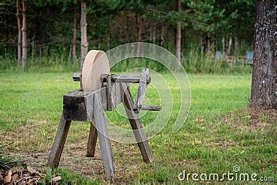 Historical Tools An Old Hand Operated Sharpening Tool A Grindstone Royalty Free Stock