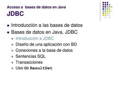 Ppt Acceso A Bases De Datos En Java Jdbc 30 Powerpoint Presentation