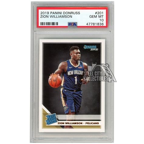 Zion Williamson 2019 20 Panini Donruss Rated Rookie Card 201 Psa 10