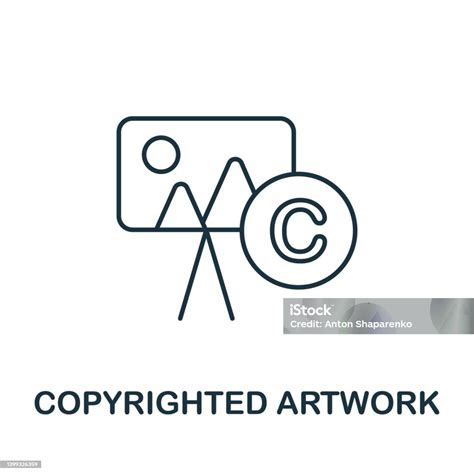 저작권이 있는 아트웍 개요 아이콘입니다 템플릿 웹 디자인 및 인포 그래픽을위한 흑백 간단한 저작권이있는 아트 워크 라인 아이콘