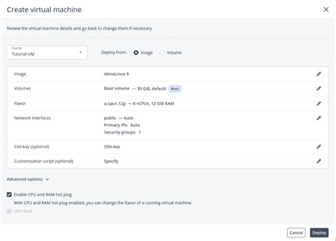 how to create virtual machines from advance panel cloudpe