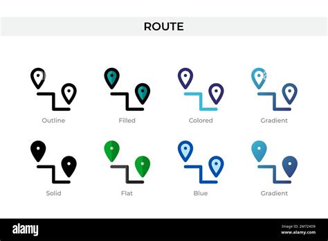 Route Icon In Different Style Route Vector Icons Designed In Outline