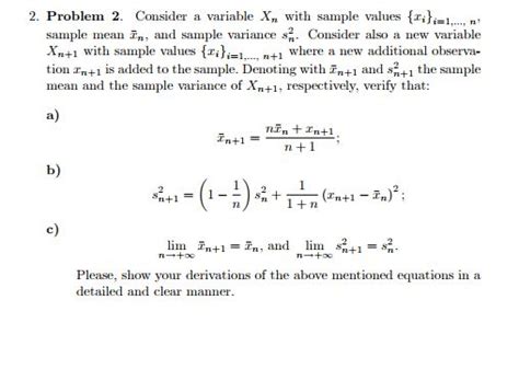 Solved 2 Problem 2 Consider A Variable Xn With Sample Chegg Com