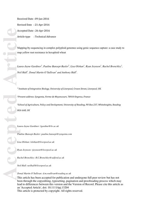 Pdf Mapping By Sequencing In Complex Polyploid Genomes Using Genic
