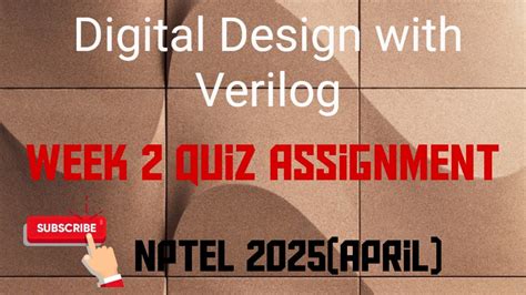 Digital Design With Verilog Week 2 Quiz Assignment Solution Nptel 2025april Youtube