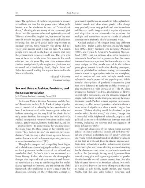 Pdf Sex And Unisex Fashion Feminism And The Sexual Revolution Jo Bpaoletti Indiana