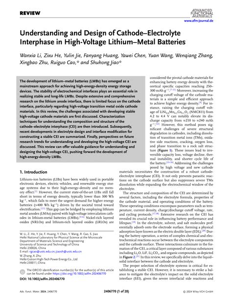 Understanding And Design Of Cathodeelectrolyte Interphase In High