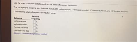 solved use the given qualitative data to construct the