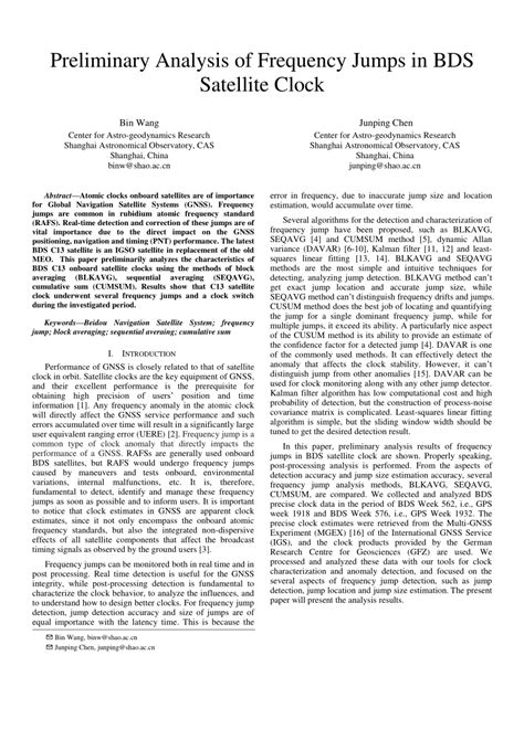 Pdf Preliminary Analysis Of Frequency Jumps In Bds Satellite Clock