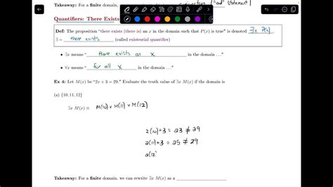 1 4 3 There Exists Quantifier Logic Discrete Math Youtube