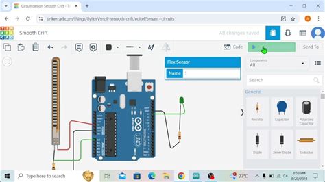 Flex Sensor Interfacing With Arduino Arduino Programming Tinkercad Youtube