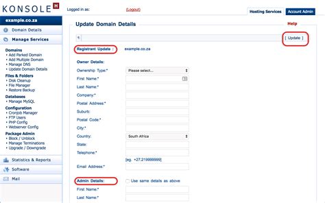 How To Update Your Domain Registration Details Via KonsoleH Xneelo Help Centre