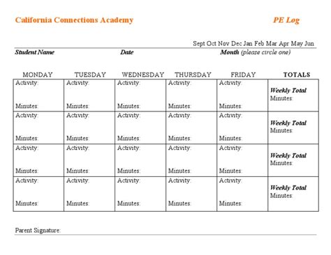 Pe Log Template Pdf