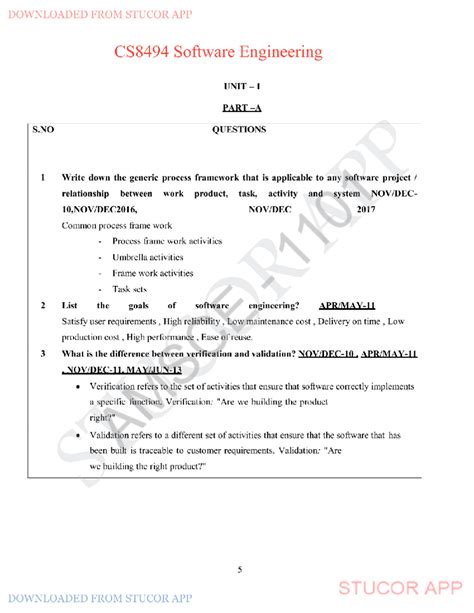 Stucor Cs8494 Homework On Software Engineering Models And Concepts
