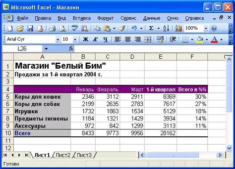 Готовая таблица Excel для учета товара
